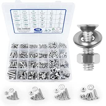 Amazon.com: 750PCS Phillips Flat Head Nuts and Bolts Assortment Kit, #6 ...