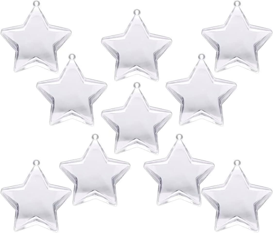 Amazon.com: 25 Bulk 3” DIY Clear Fillable Plastic Craft Star Christmas ...
