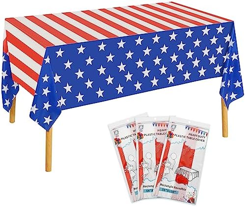 Amazon.com: Esjay 4th of July Tablecloth, 2 Pack American Flag Plastic ...