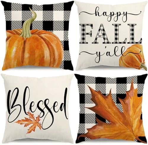 Amazon.com: MODOVOS Fall Decor Pillow Covers 18x18 Set of 4 ...
