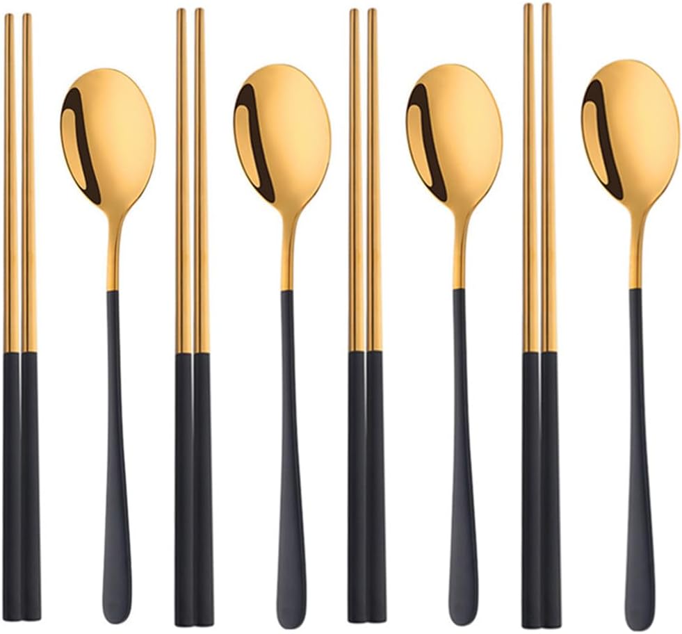 Reusable Korean Chopstick and Spoon Set, Long Handle Stainless Steel ...