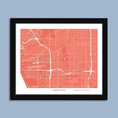 Amazon.com: Inglewood map, Inglewood city map art, Inglewood wall art ...