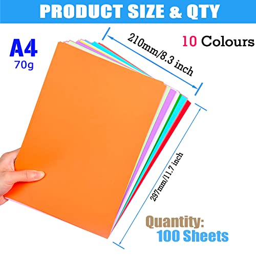 10 Colors 100 Sheets Coloured Paper A4 Coloured Paper 70g Handmade ...