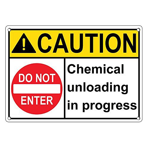 Amazon.com: Weatherproof Plastic ANSI Caution Chemical Unloading in ...