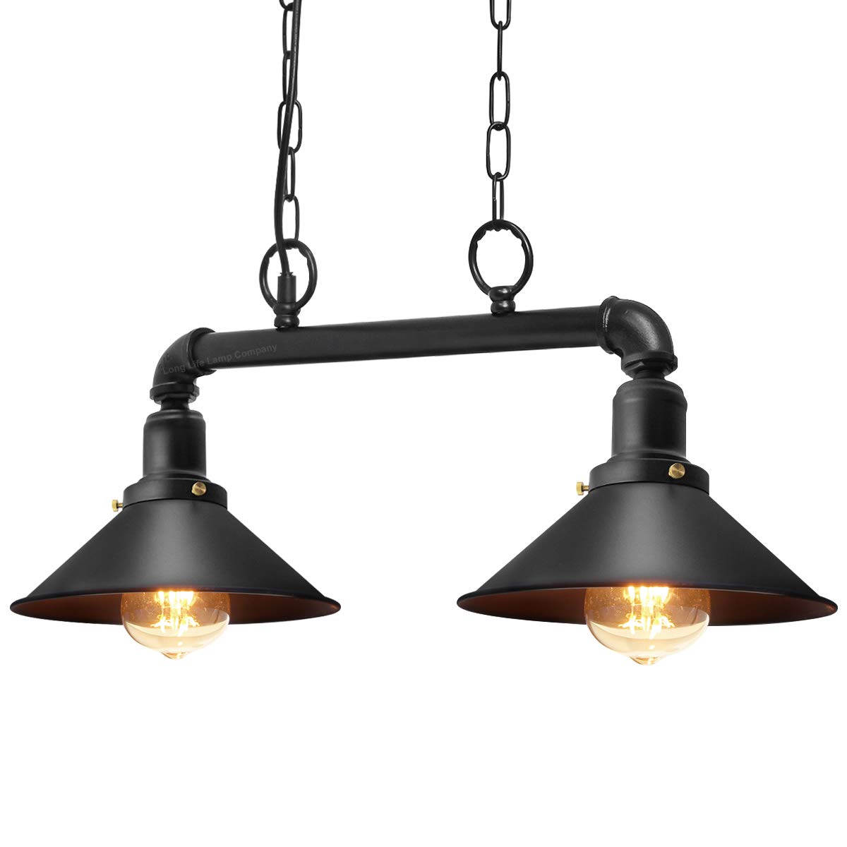 Buy Retro Industrial Pendant 2 Lamp Scone Black Metal Vintage Water ...