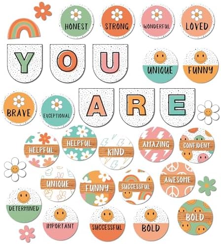 Amazon.com: JarThenaAMCS Boho Groovy Affirmation Station Bulletin Board ...