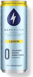 WakeWater Caffeinated Sparkling Water | Lemon, 355ml X 24 Cans | Natural Green Tea Caffeine ...