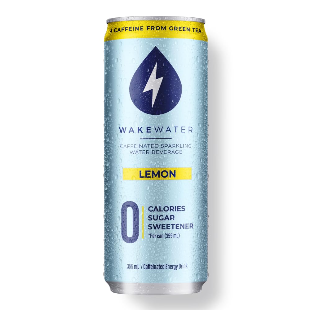 WakeWater Caffeinated Sparkling Water | Lemon, 355ml X 24 Cans ...