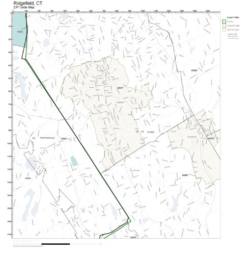 Amazon.com : ZIP Code Wall Map of Ridgefield, CT ZIP Code Map Laminated ...