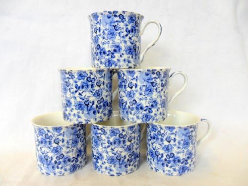 Heron Cross Pottery "Abbeydale Collection" Set of 6 Aspen China Mugs in ...