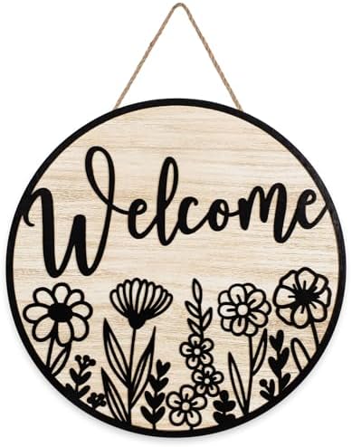Amazon.com: Welcome Metal Sign Wall Decor Art,11.8 inch Black Metal ...