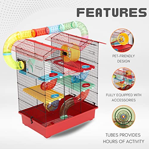 3-Tier Large Hamster Cage With Slide Hamster Tubes Tunnel Hamster Wheel ...