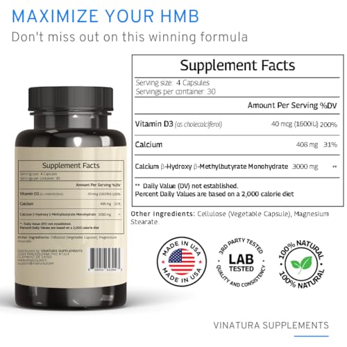 Snapklik.com : VINATURA HMB 3000mg And Vitamin D3 Supplement Capsules ...