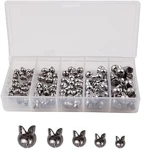 Fishing Sinker Weights Kit, 100 Pcs 5 Sizes Removable Round Split Shot ...