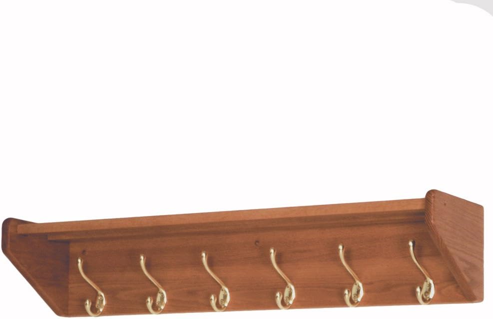 Amazon.com: Wooden Mallet 25-Inch 4-Brass Hook Shelf, Medium Oak ...