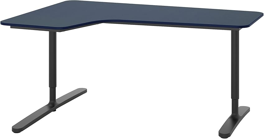 IKEA BEKANT Corner Desk Left, 160x110 cm, Linoleum Blue/Black : Amazon ...