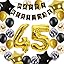 Amazon.com: 45th Birthday Decorations Black Gold for Men Women, 45th ...