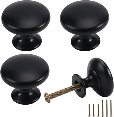 goldenwarm 5 Pack Matte Black Cabinet Knobs Rounded Drawer Knobs - LS4008BK Kitchen Door Knobs ...