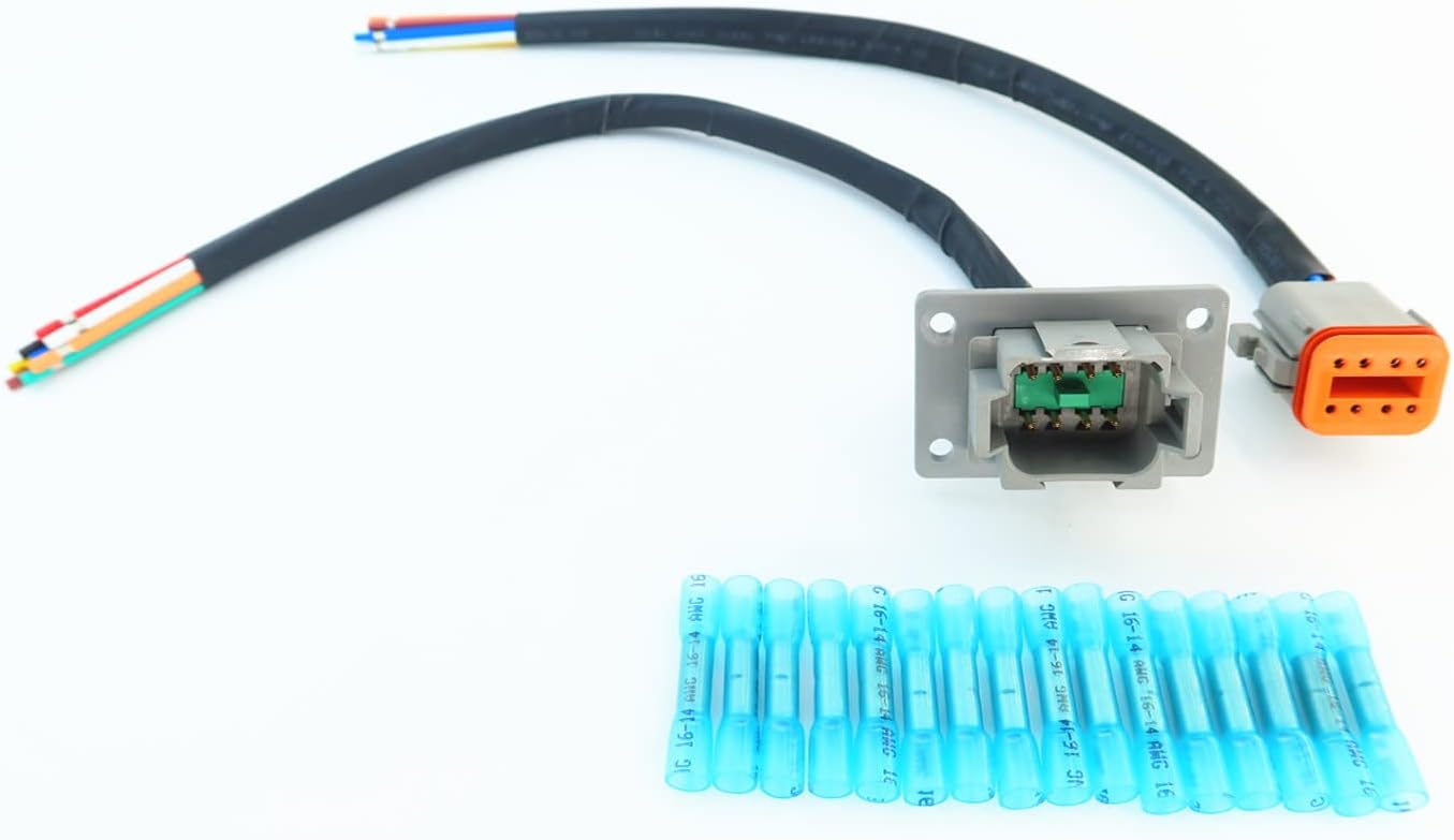 Amazon.com: Taghua 1pcs Male and 1pcs Female DT 8 Pin Flange Pigtail ...