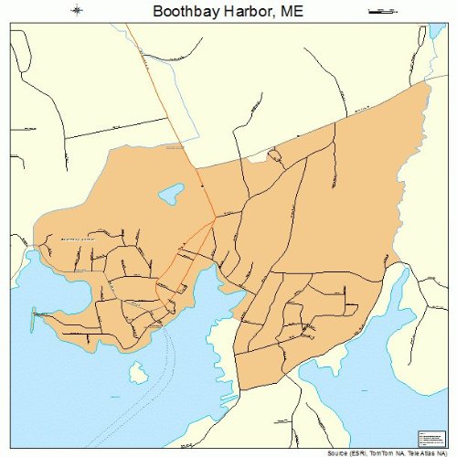 Large Street & Road Map of Boothbay Harbor, Maine ME - Printed poster ...