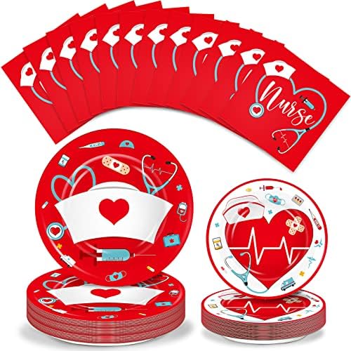 Amazon.com: Sparkle and Bash 80 Pack Nurse Paper Plates for Nursing ...