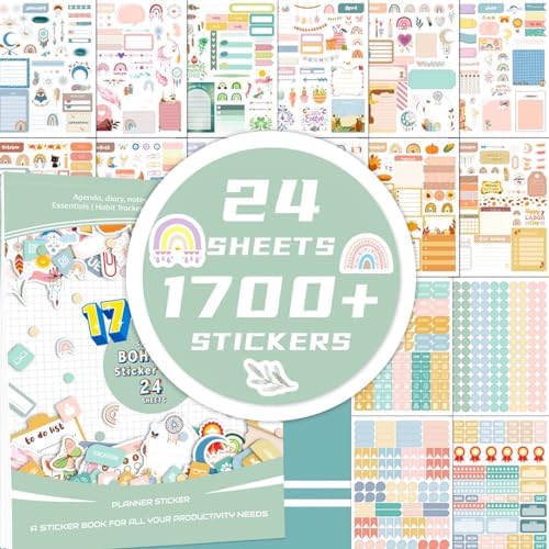Zayookey 24 Sheets (1700+) Planner Stickers for Monthly Bullet Journal ...