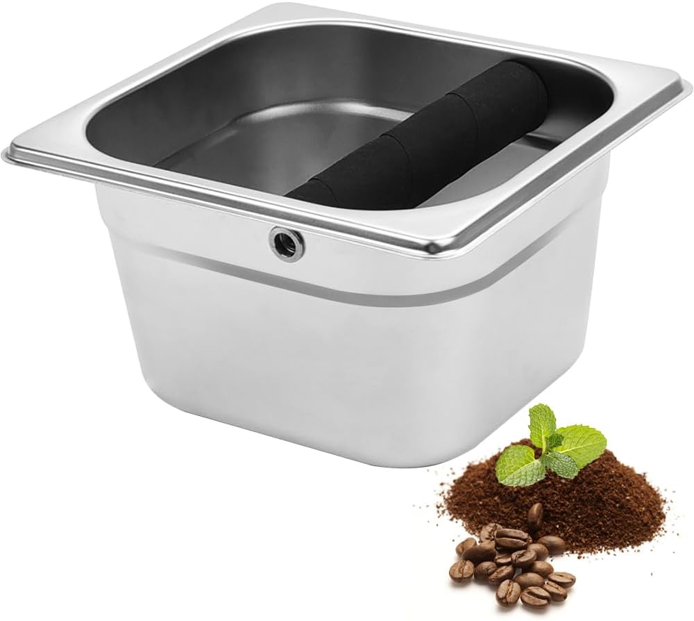 Caja de café de acero inoxidable, Apexstone Espresso Knock Box de acero ...