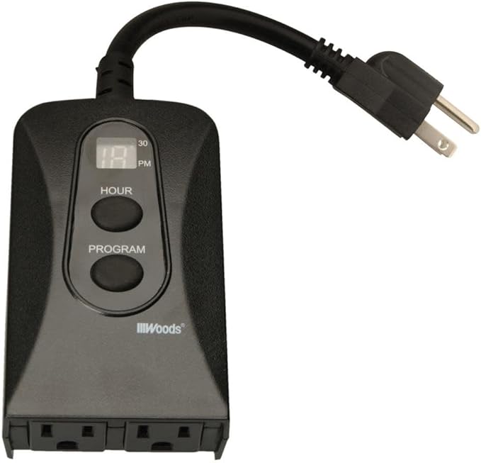 Woods 50016WD Outdoor 24-Hour Digital Plug-in Block Heater Timer, 2 ...