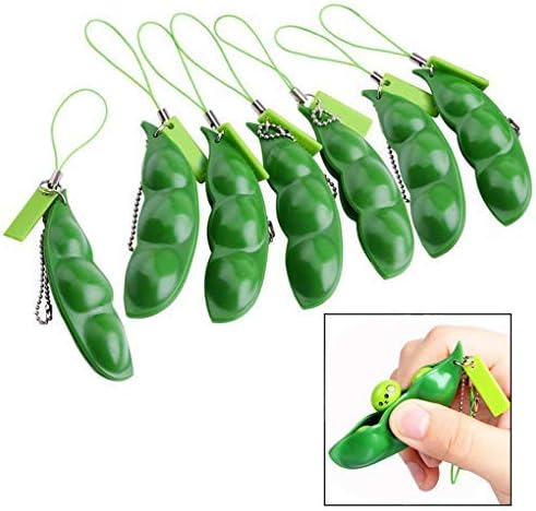Xrten 7 Pcs Squeeze Fidget Bean Toy Squishy Keychain Extrusion Bean for ...