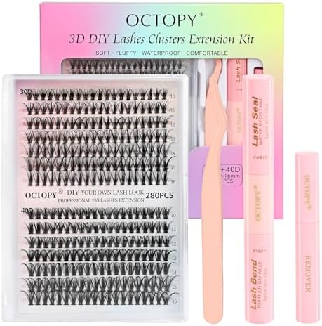 Amazon.com: OCTOPY Wispy Lash Clusters Kit - DIY Extension Kit 240 PCS ...