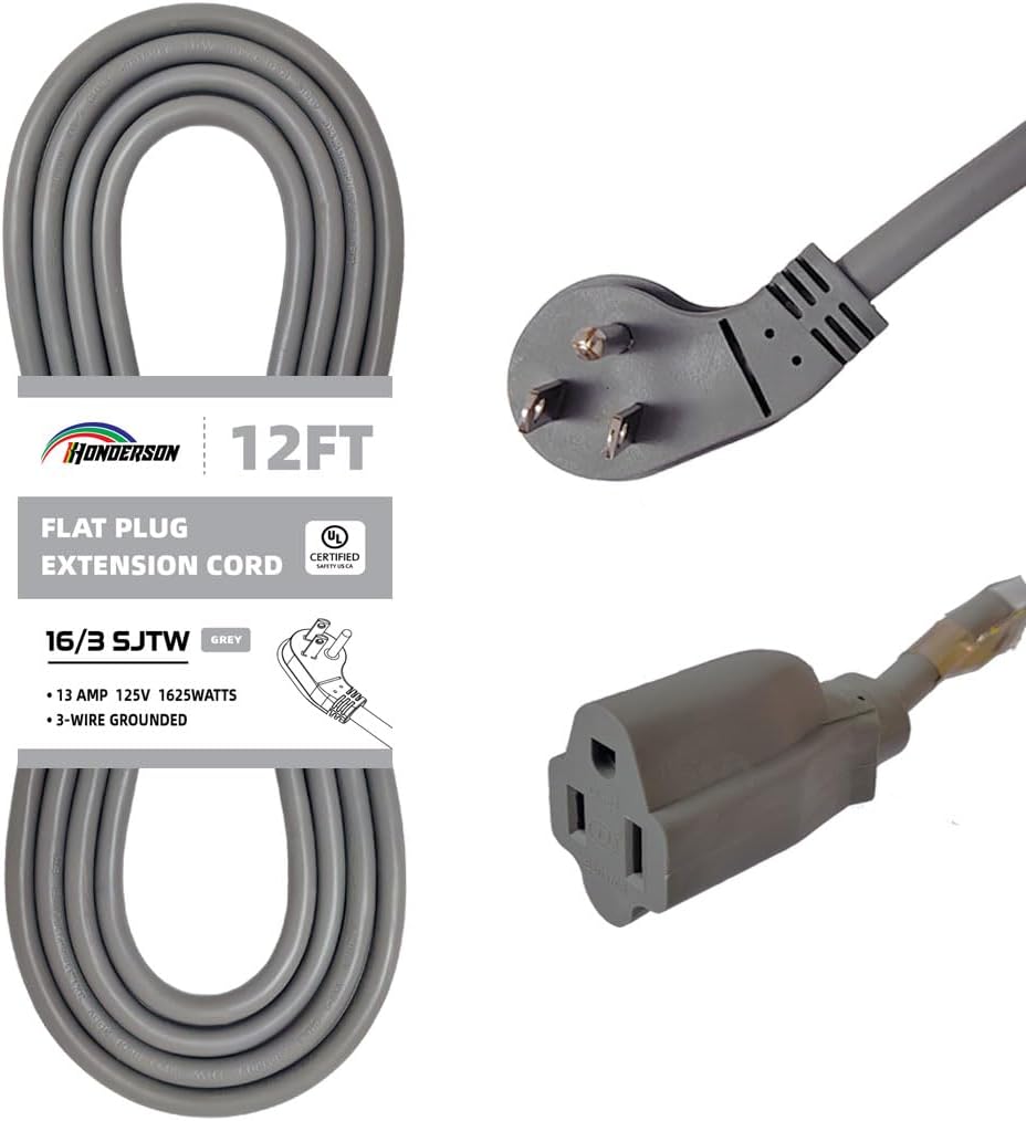 Amazon.com: HONDERSON Flat Plug Indoor Extension Cord, UL Listed, 16 ...