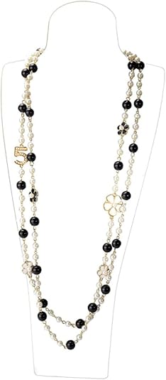 Amazon.com: Long Number 5 Flower Pearl Camellia Layered Necklace for ...