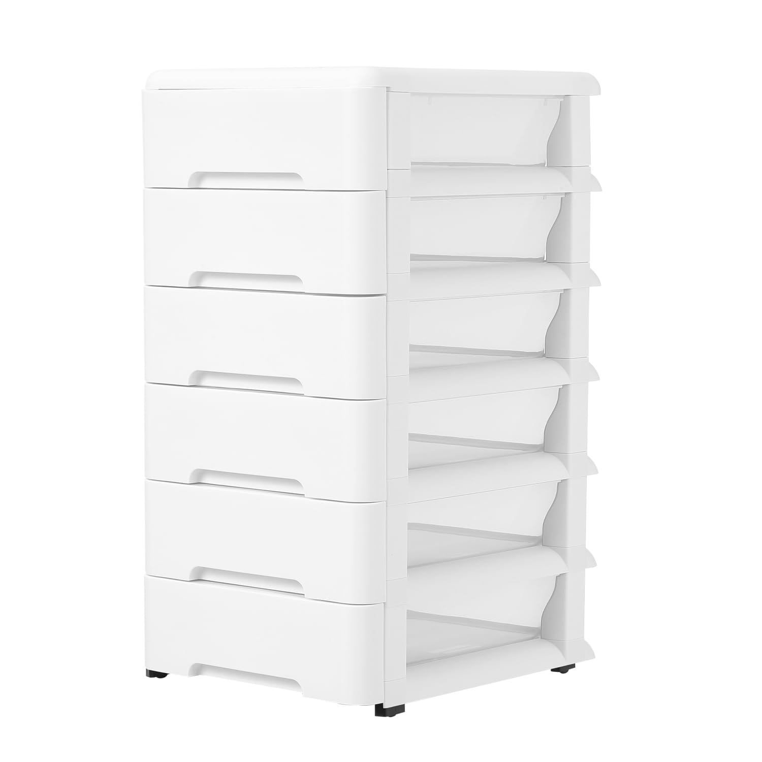 6 Tier Plastic Drawers, White Storage Cart with White Frame, Storage ...