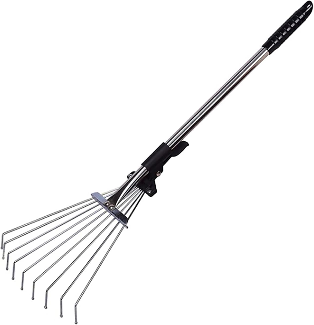 Amazon.com : Adjustable Garden Leaf Rake Steel Flat Tines Lawns and ...