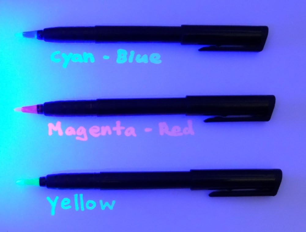 Set of 3 Invisible UV Blacklight Ink Marker Blue Red Yellow : Amazon.ca ...