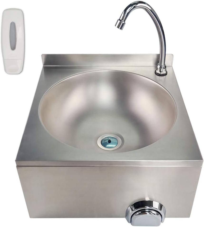Commercial Stainless Steel Hand Wash Sink Knee Operated Kitchen Basin ...