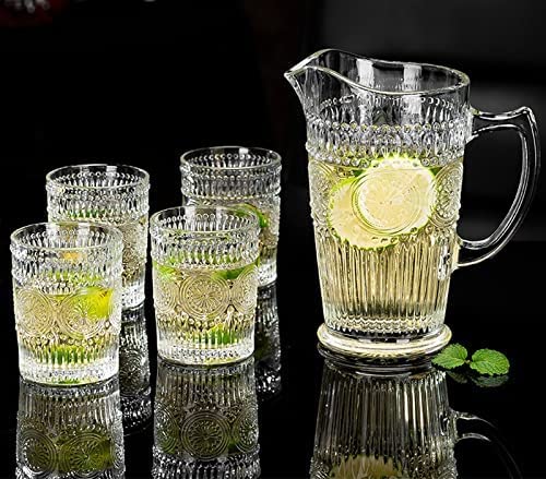 Buy Bold & Wide Water Glass Jug with Glass | Lemon Set of 7 Pcs | 1 ...