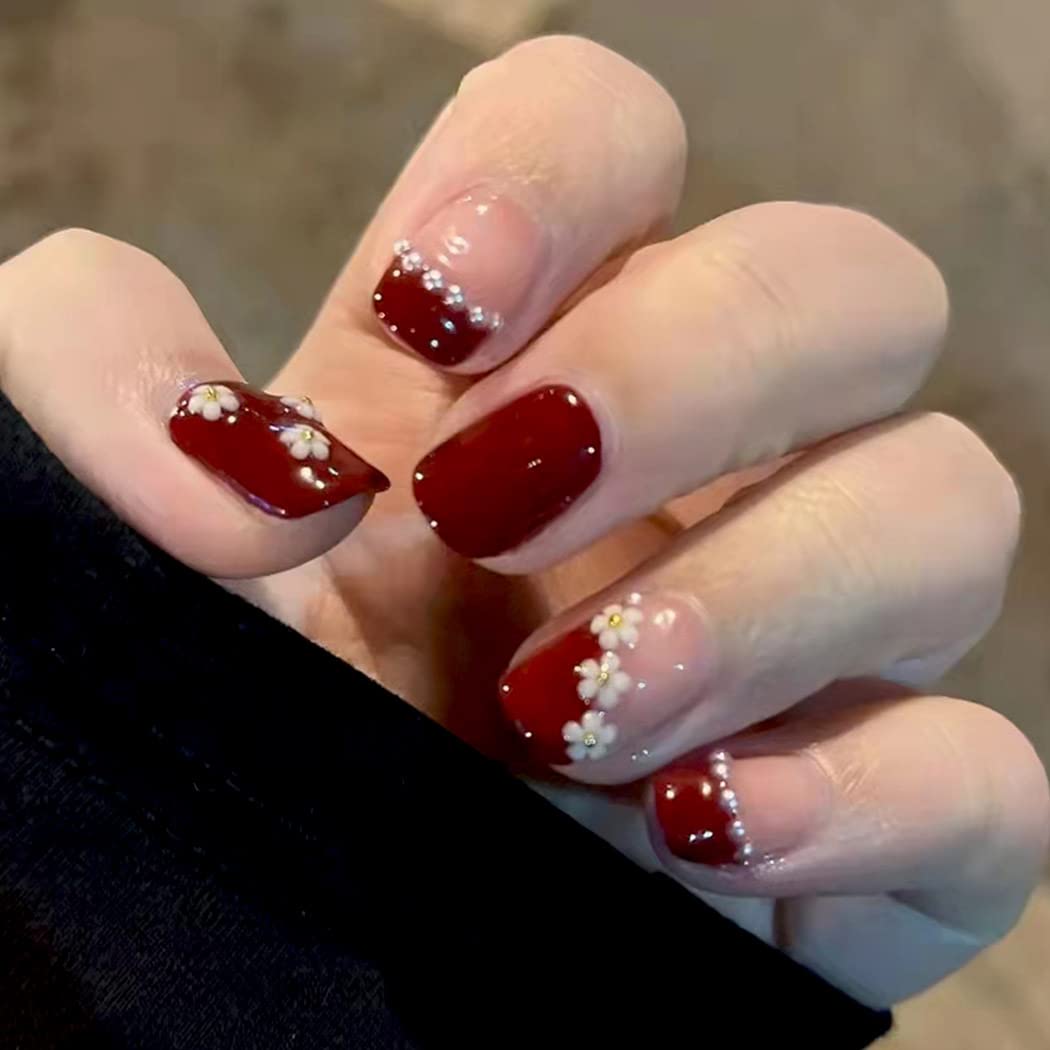 Red Square Acrylic Nails