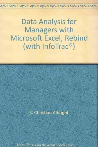 Amazon | Data Analysis for Managers: With Microsoft Excel, Rebind (With Infotrac ) | Albright, S ...