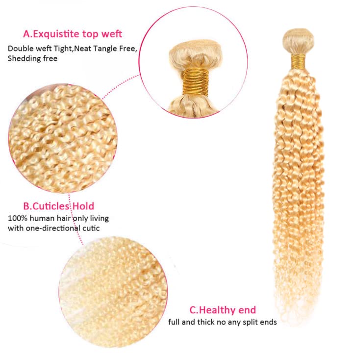 Extensiones de cabello humano 613 rubio 613 rizado rizado de 24, 26, 28 ...