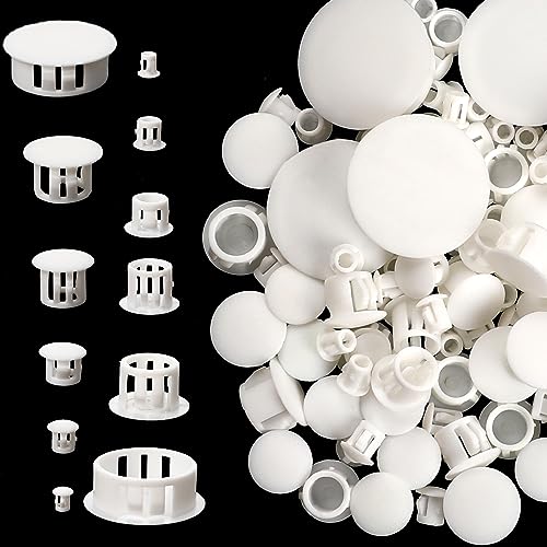 155 Pcs 6 Sizes Plastic Hole Plugs, White Hole Plugs Screw Round Srew ...