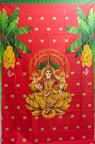 Talambralu Lakshmi Devi with Toran Design Green Color Backdrop Cloth ...