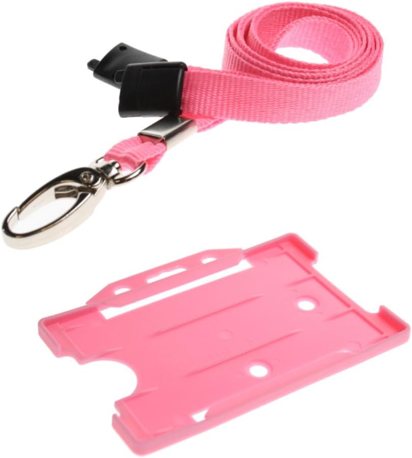 Pink ID Card Badge Holder and Lanyard Neck Strap Card Holder with ...