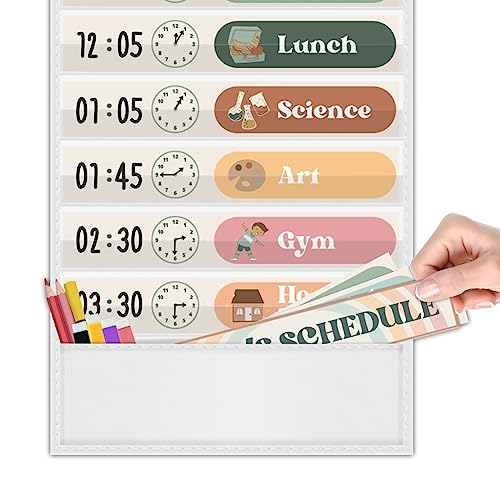 Snapklik.com : Godery Boho Daily Schedule Pocket Chart For Classroom