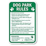 ・ブランド:SmartSign・製造元:DogPoopSigns・製造元/メーカー部品番号:K-5257-EG-12x18・丈夫なアルミニウム: 'Dog Park Rules'のサインは、厚さ63ミルの丈夫な防錆反射ア...