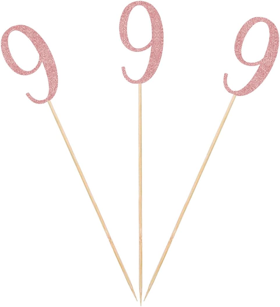 Amazon.com: Rose Gold 9th Glitter Birthday Centerpiece Sticks, 12-Pack ...