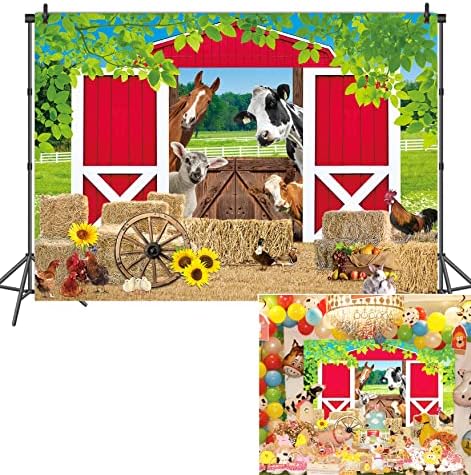 Amazon.com : BAIFNEZ 7x5FT Red Barn Farm Backdrop Farmhouse Animals ...