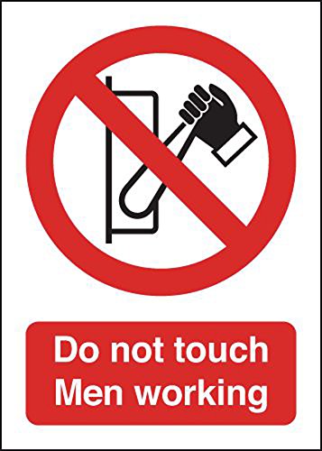 Signs and Labels AMZHZ179A5ARP "A5 Do Not Touch Men Working" Señal de ...