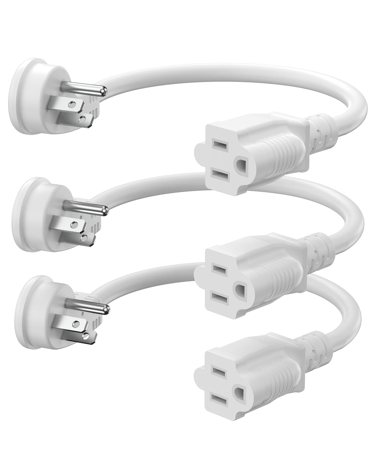 Amazon.com: Flat Plug Short Power Extension Cord 1 Foot White 14AWG 15A ...