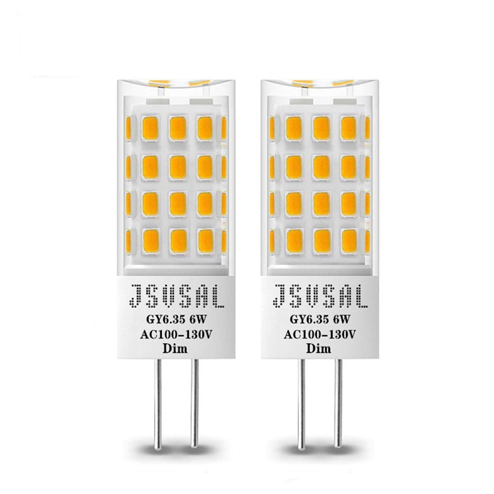 JSVSAL 2-Pack, Dimmable GY6.35 LED Bulb, T4 JC Type GY6.35/G6.35 Bi-pin ...